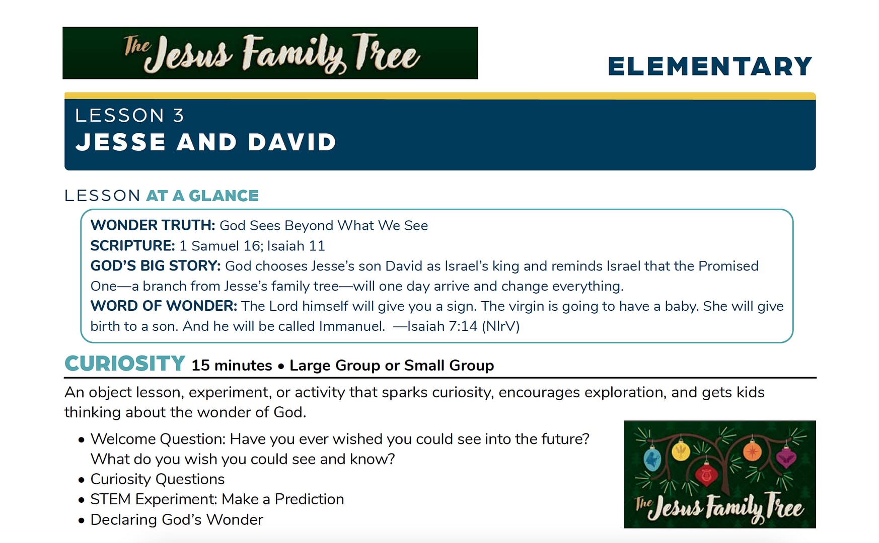 The Jesus Family Tree: Jesse and David (Elementary Lesson Preview ...