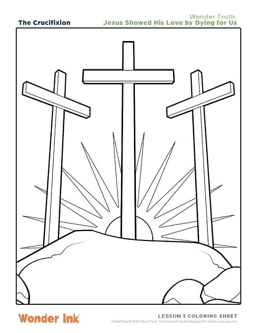 kid crucifixion coloring page