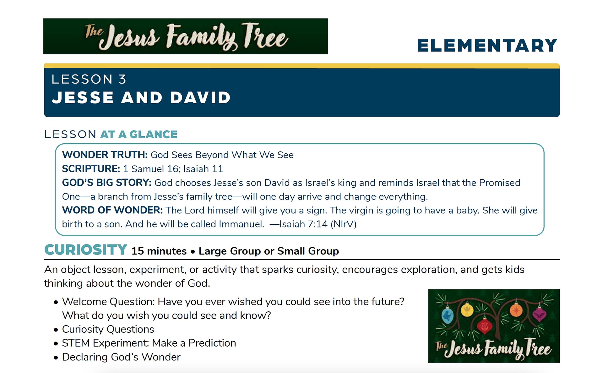 The Jesus Family Tree: Jesse and David (Elementary Lesson Preview ...