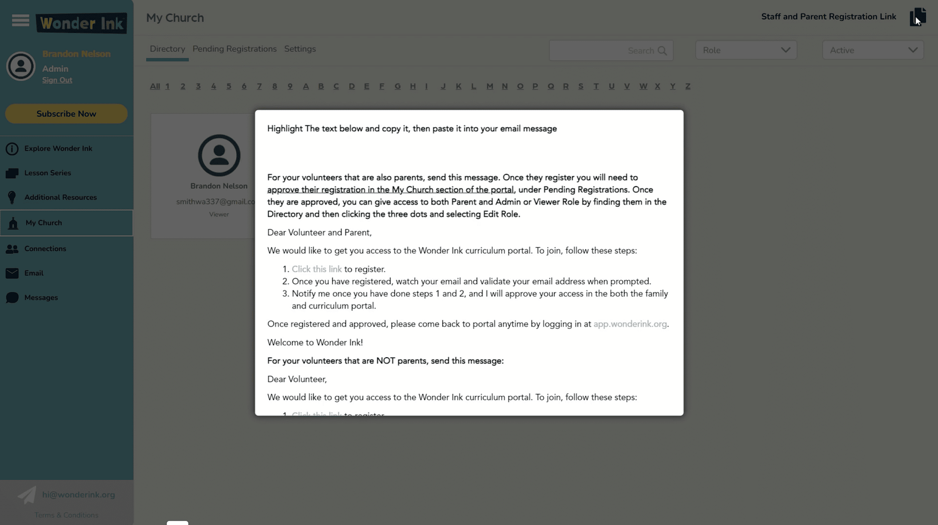 Set Up Parents, Volunteers, and Staff Accounts - Wonder Ink